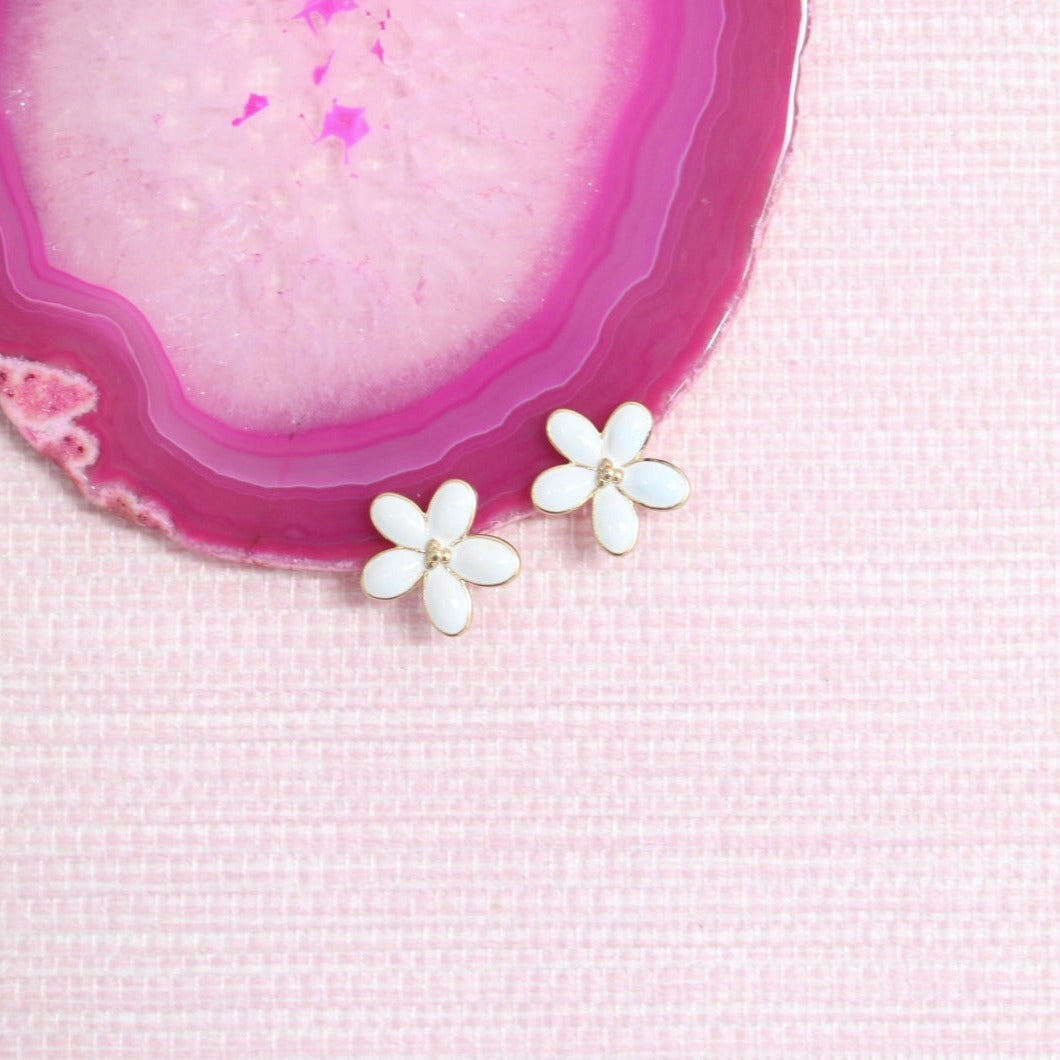 Flora Studs - White Enamel – Gresham