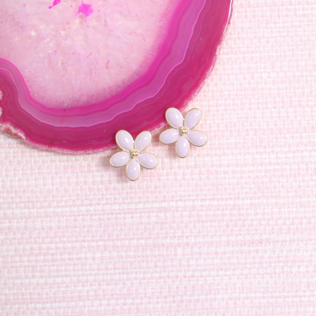 Flora Studs - Pink Enamel – Gresham